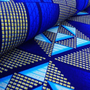 Metallic Blue Fabric by the Yard, Cotton Clothes Making, Sewing ...