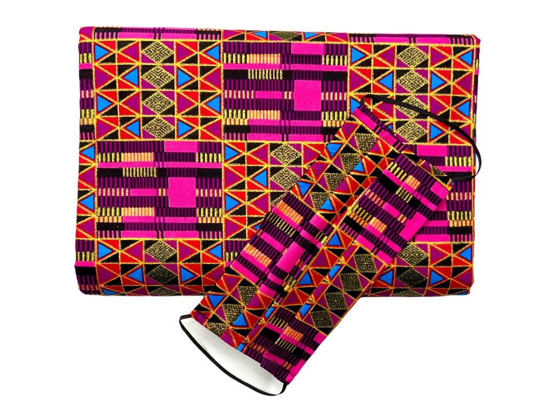 Pink African Print Face Mask and Head Wrap 100% Cotton Ankara Print ...