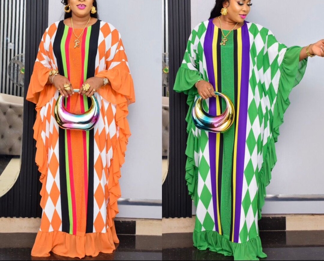 African Party Dress Bubu With Rhinestones, Aso Ebi Nigerian Wedding ...