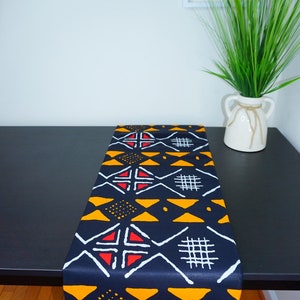 Mud Cloth Print Table Runner, Rustic Cotton Table Runner, Modern ...