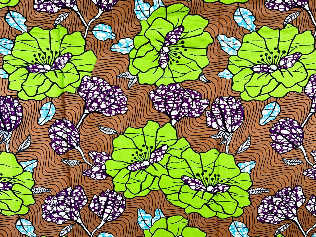 African Fabric by the Yard Green Floral Ankara Print Head | Etsy