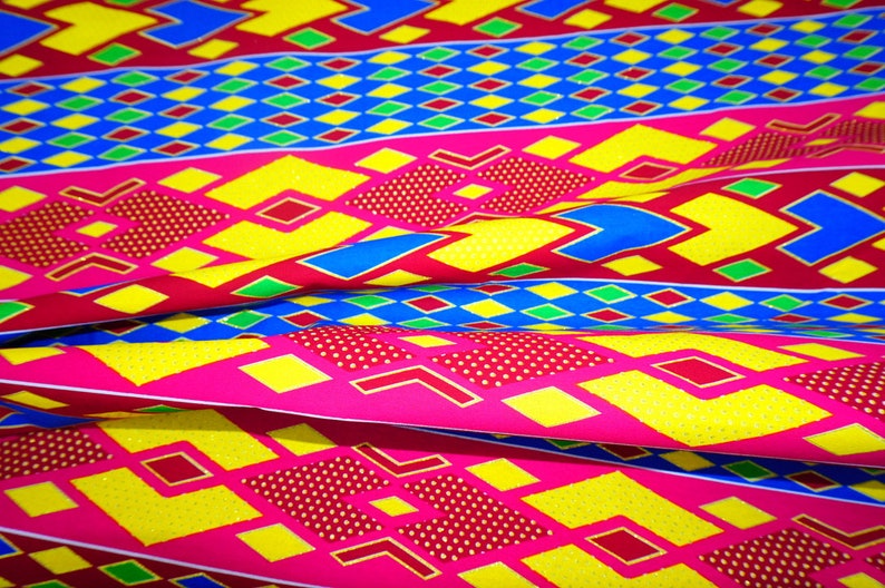 Metallic African Fabric By The Yard Kente Ankara Print Etsy