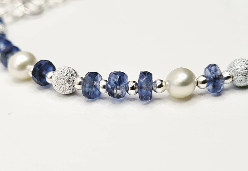 Baroque Pearl & Nilamani Neelam Stone Bracelet in Sterling - Etsy UK