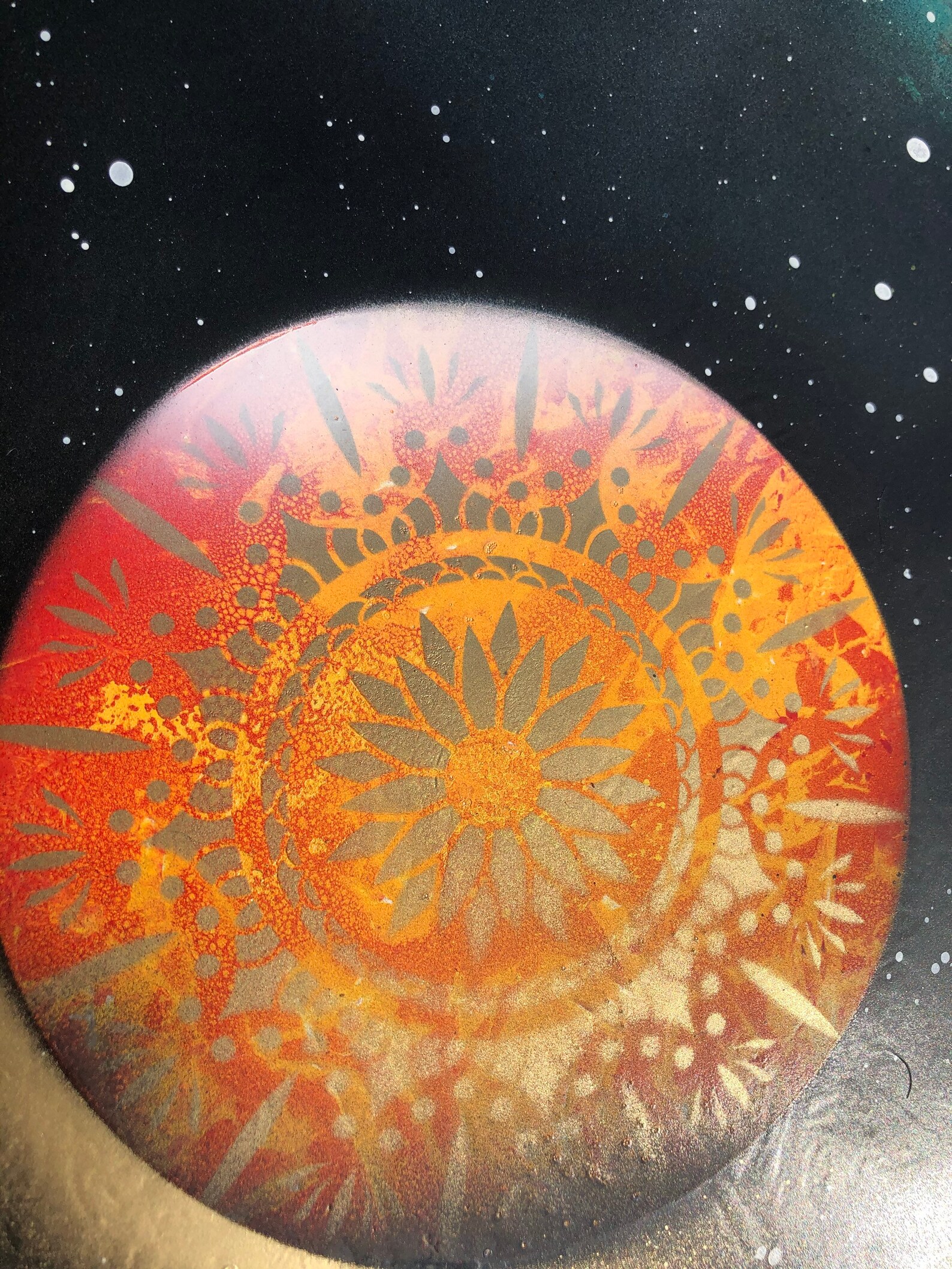 Shimmering mandala planet in a turquoise and green galaxy on | Etsy