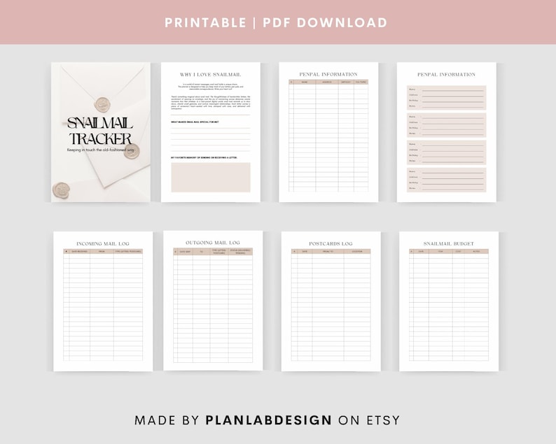 Snail Mail Tracker and Planner | Pen Pal Letter Organizer | Incoming ...