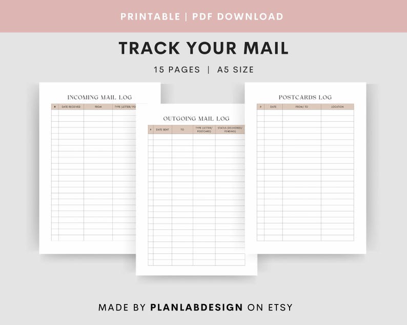 A5 Snailmail Tracker, Printable Penpal Tracker, Mail Tracker, Snailmail ...