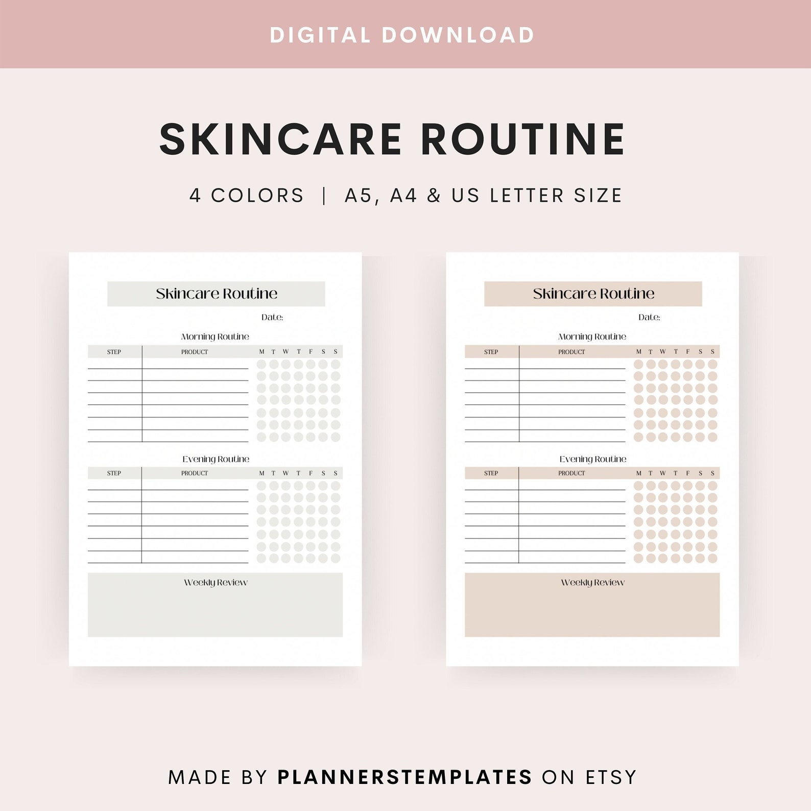 Printable Beauty Routine, Skincare Routine Planner, Beauty Tracker ...
