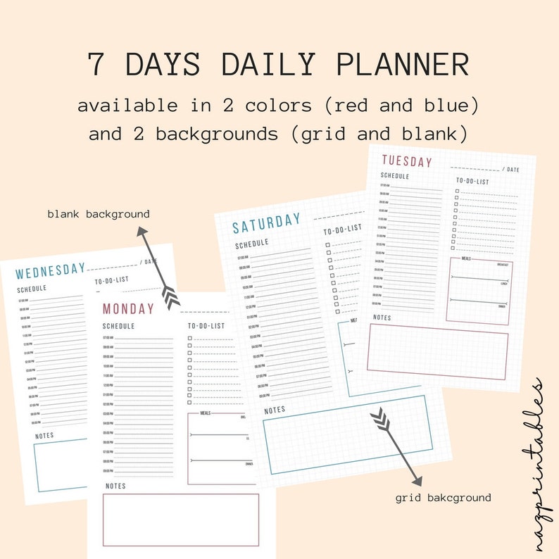 A4 SIZE-DAILY PLANNER, Printable Planner Pages - Etsy