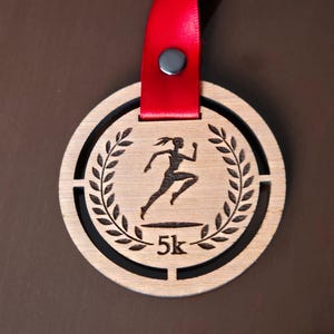 Running Event Wooden Celebratory Medal - 5K /10K - Coloured Ribbon ...