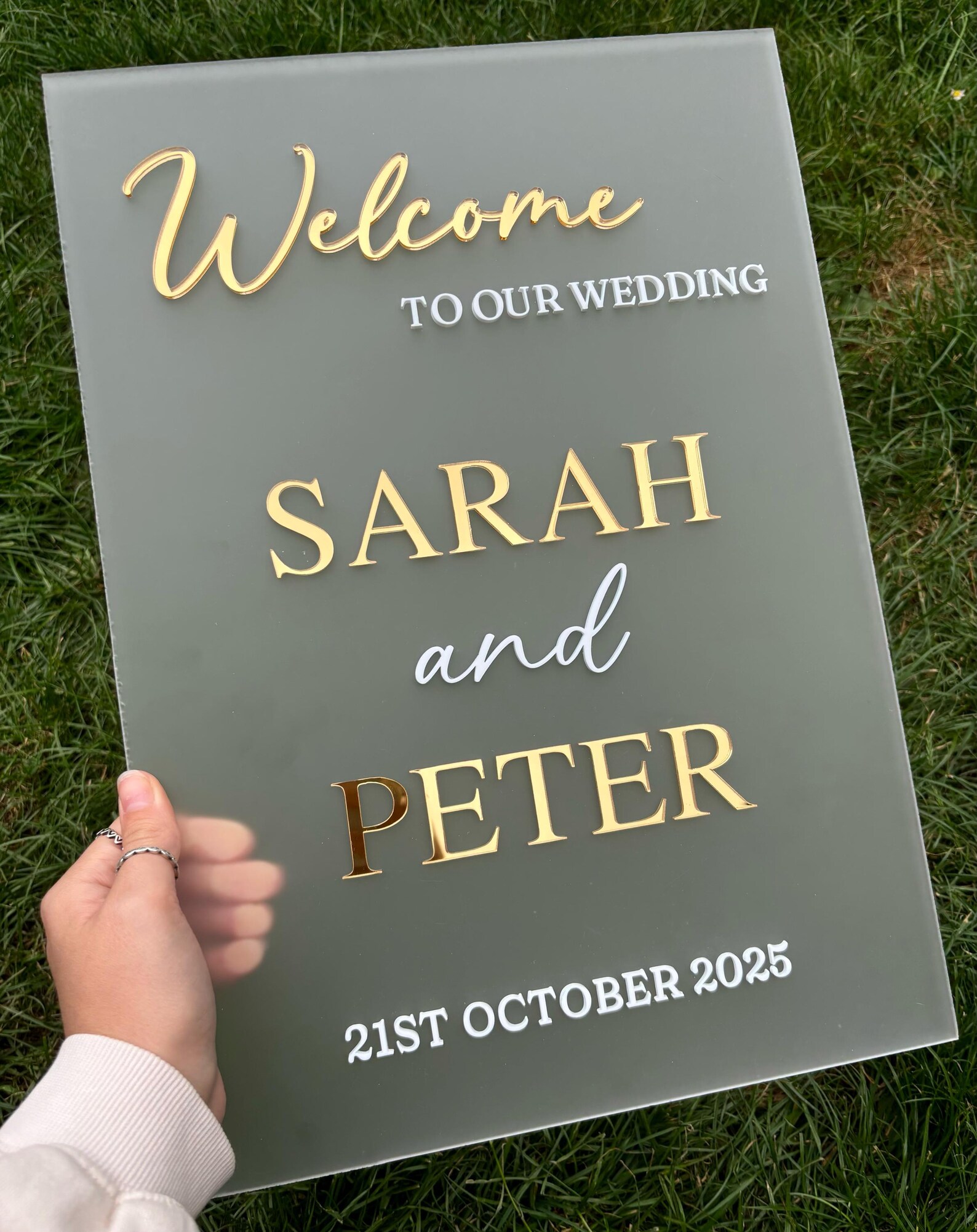Wedding Welcome Sign - Acrylic Base With 3D Mirror and Shiny Acrylic ...