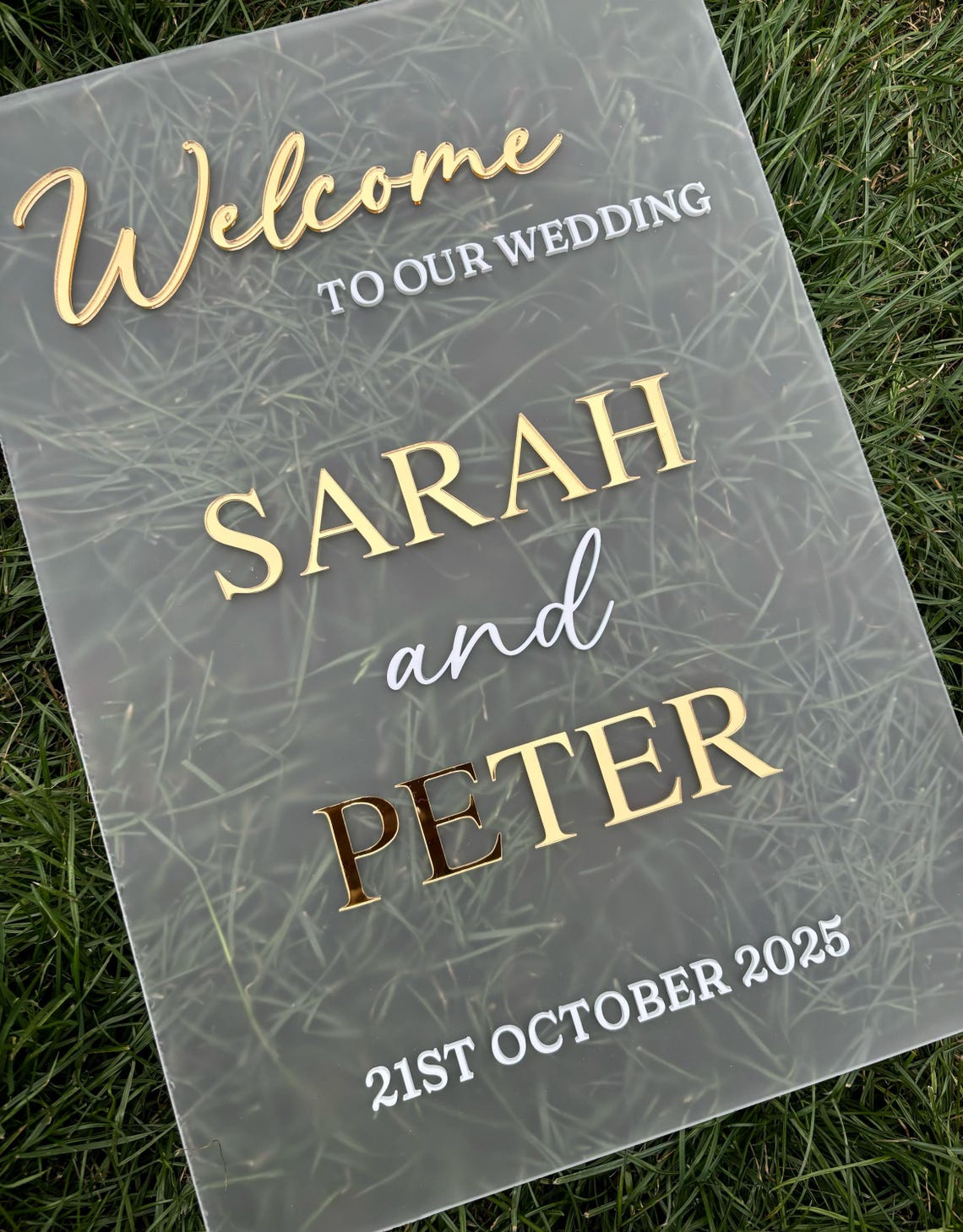 Wedding Welcome Sign - Acrylic Base With 3D Mirror and Shiny Acrylic ...