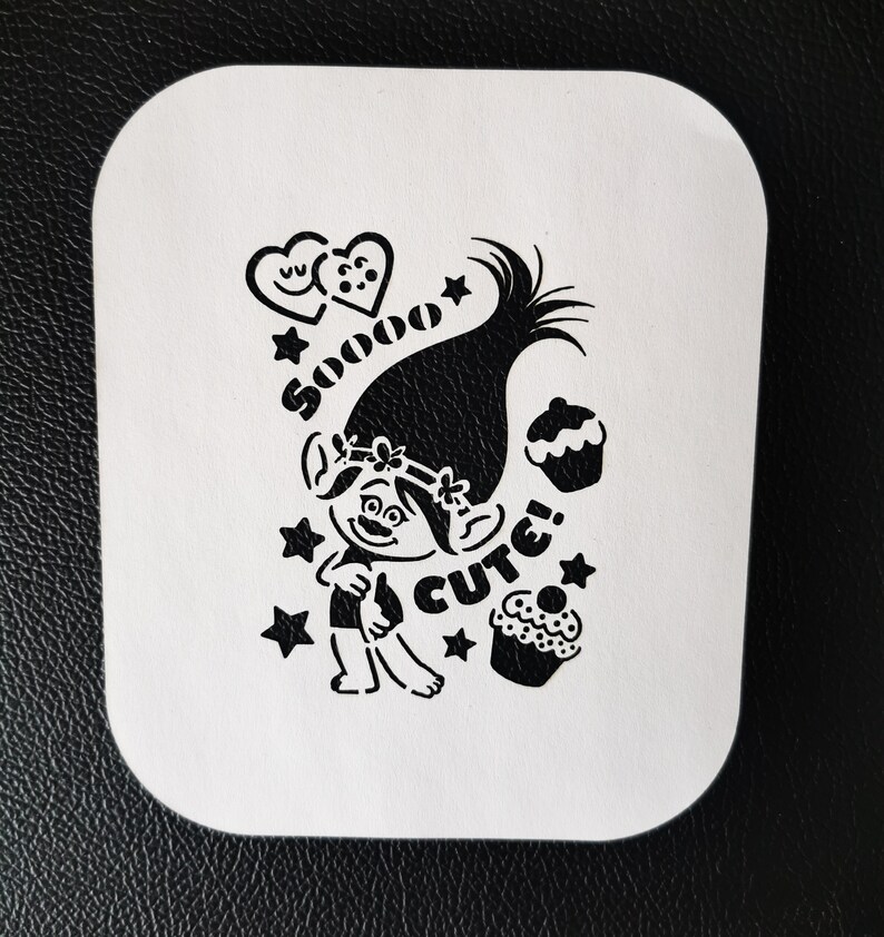 Trolls Stencil Set Body and Face Painting 190 Mylar 1 Edge All Around ...