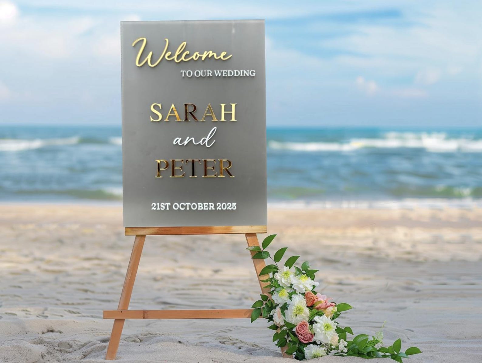 Wedding Welcome Sign - Acrylic Base With 3D Mirror and Shiny Acrylic ...