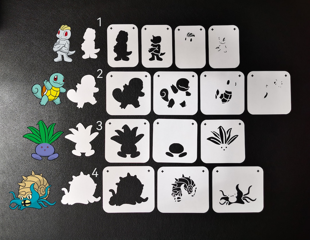 Multi Layer Stencil ( Pokemon Stencil )190 Mylar Body and Face Painting ...