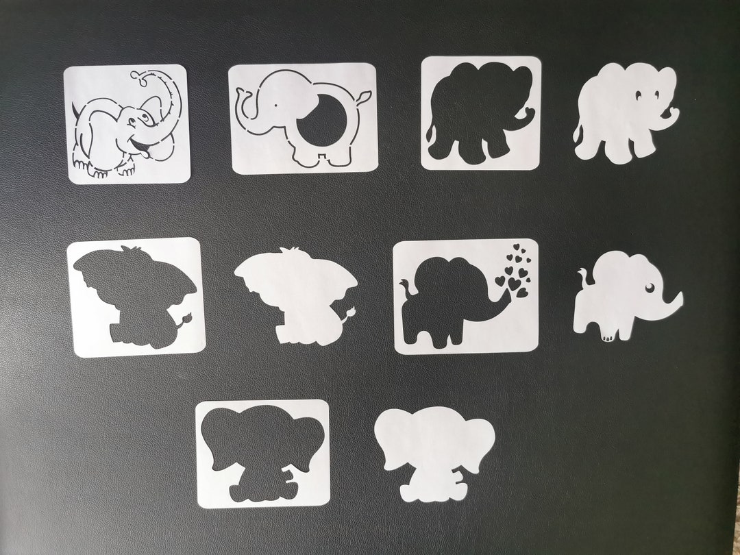 Elephant (cartoon) Stencil Set - Etsy