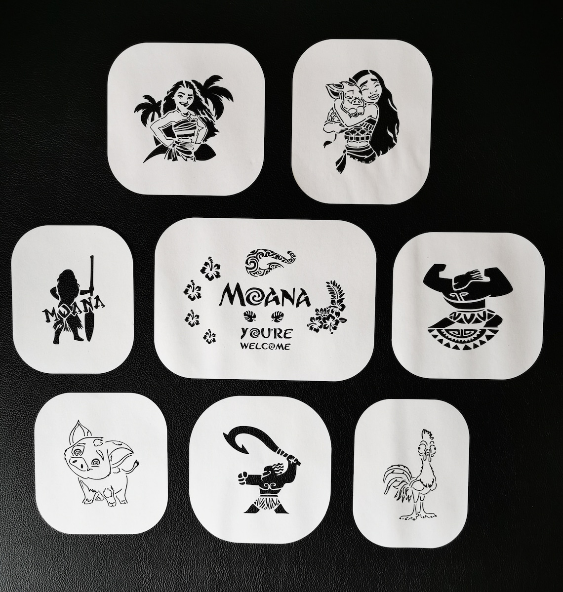 Moana Stencil Set 2 ( 1" Edge ) Body and Face Painting Stencils 190 ...
