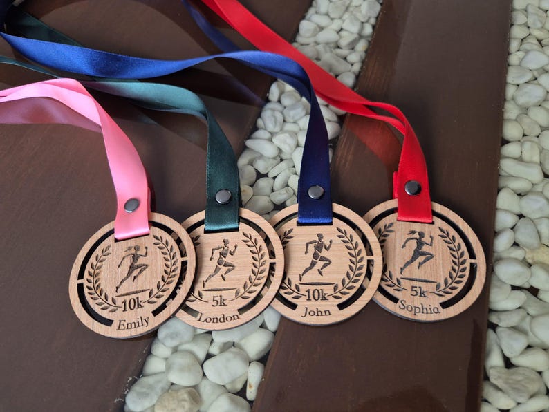 Personalised Running Event Wooden Celebratory Medal - 5K /10K ...