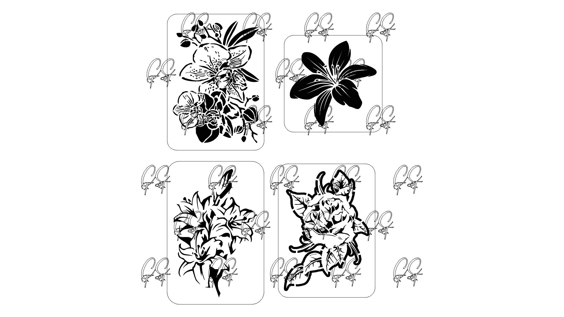 Digital Flower Stencil Set Svg File - Etsy