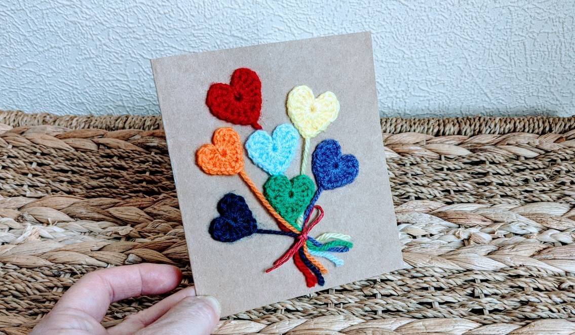 Love Card, Bouquet of Hearts on a Craft Card, Valentine's Day, Cotton ...