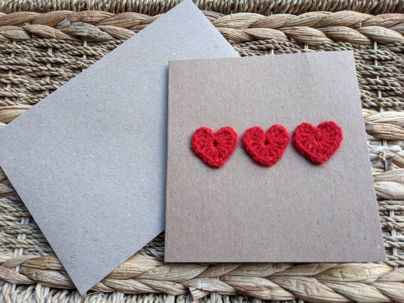 Love Card, Bouquet of Hearts on a Craft Card, Valentine's Day, Cotton ...