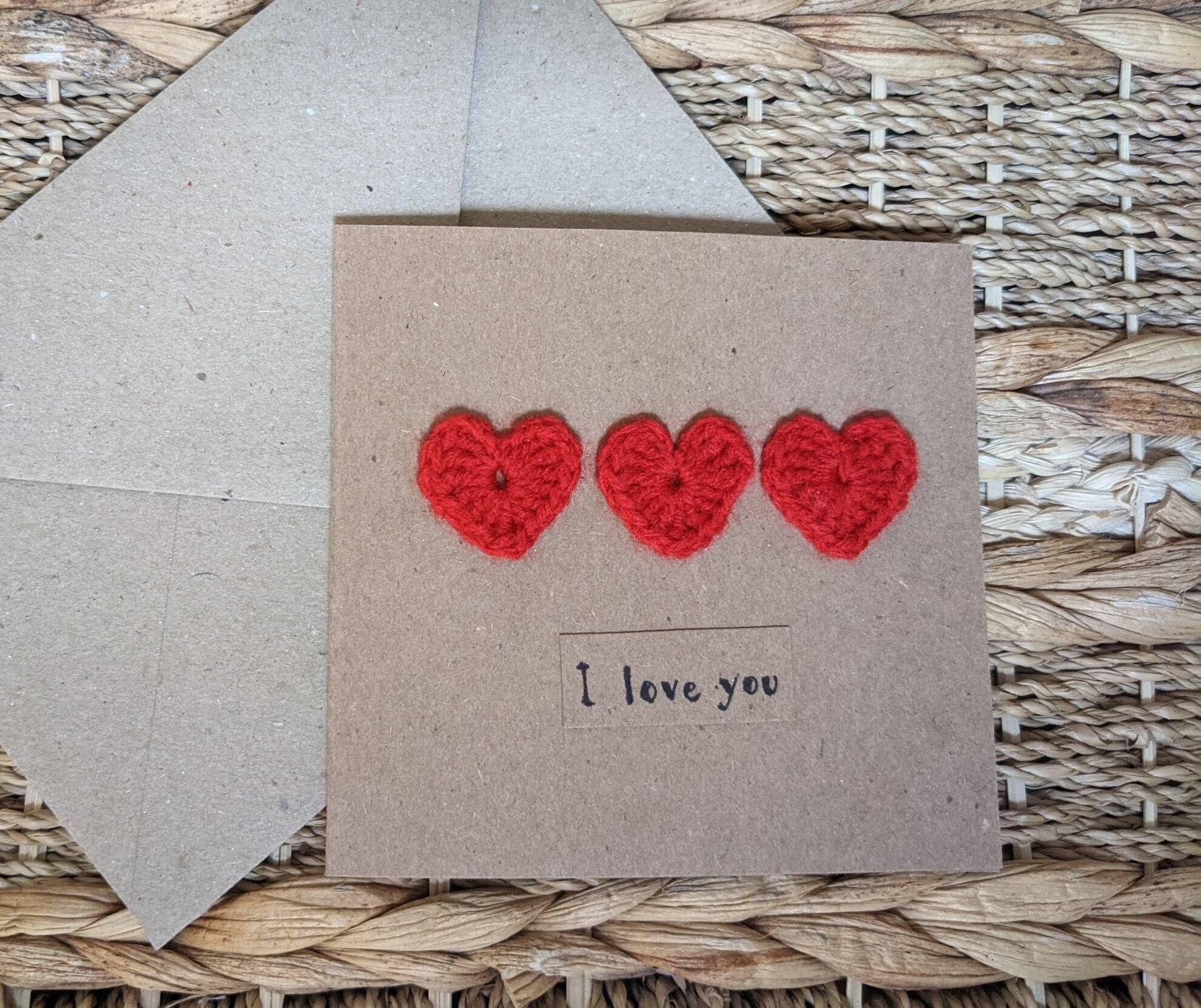 Love Card, Bouquet of Hearts on a Craft Card, Valentine's Day, Cotton ...