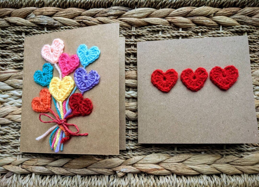 Love Card, Bouquet of Hearts on a Craft Card, Valentine's Day, Cotton ...