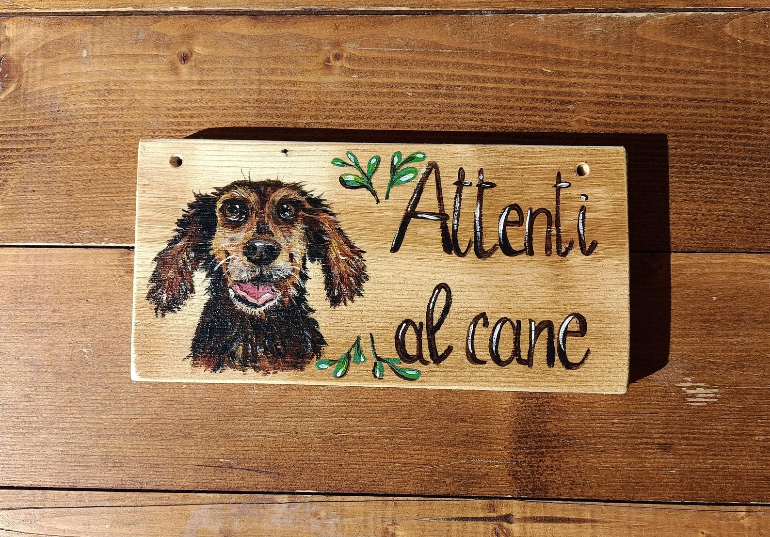 Rectangular Hand-painted Wooden Plaque With the Inscription Beware of ...