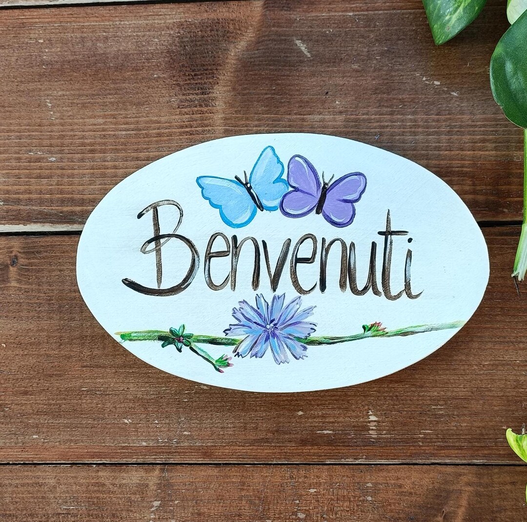 Oval Wooden Plaque for the Entrance of the House, Welcome Writing ...