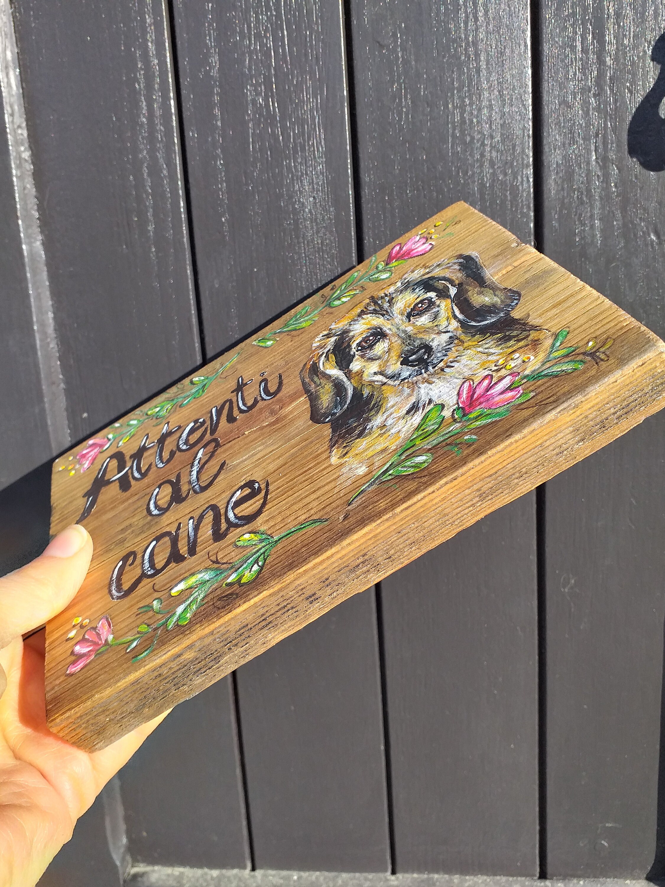 Rectangular Hand-painted Wooden Plaque With the Inscription Beware of ...