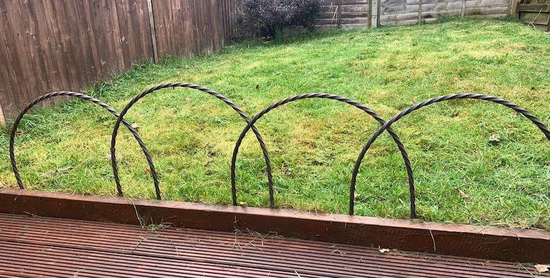 4 Ornate Wrought Iron Twisted Bar Garden Edging Loops - Etsy