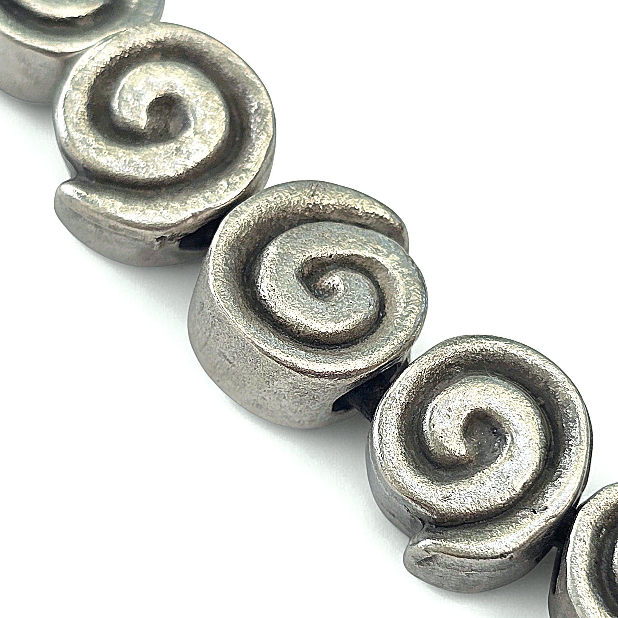 Antique Silver Spiral Beads: Greek Pewter Snail Design, 10mm/14mm, 6 ...
