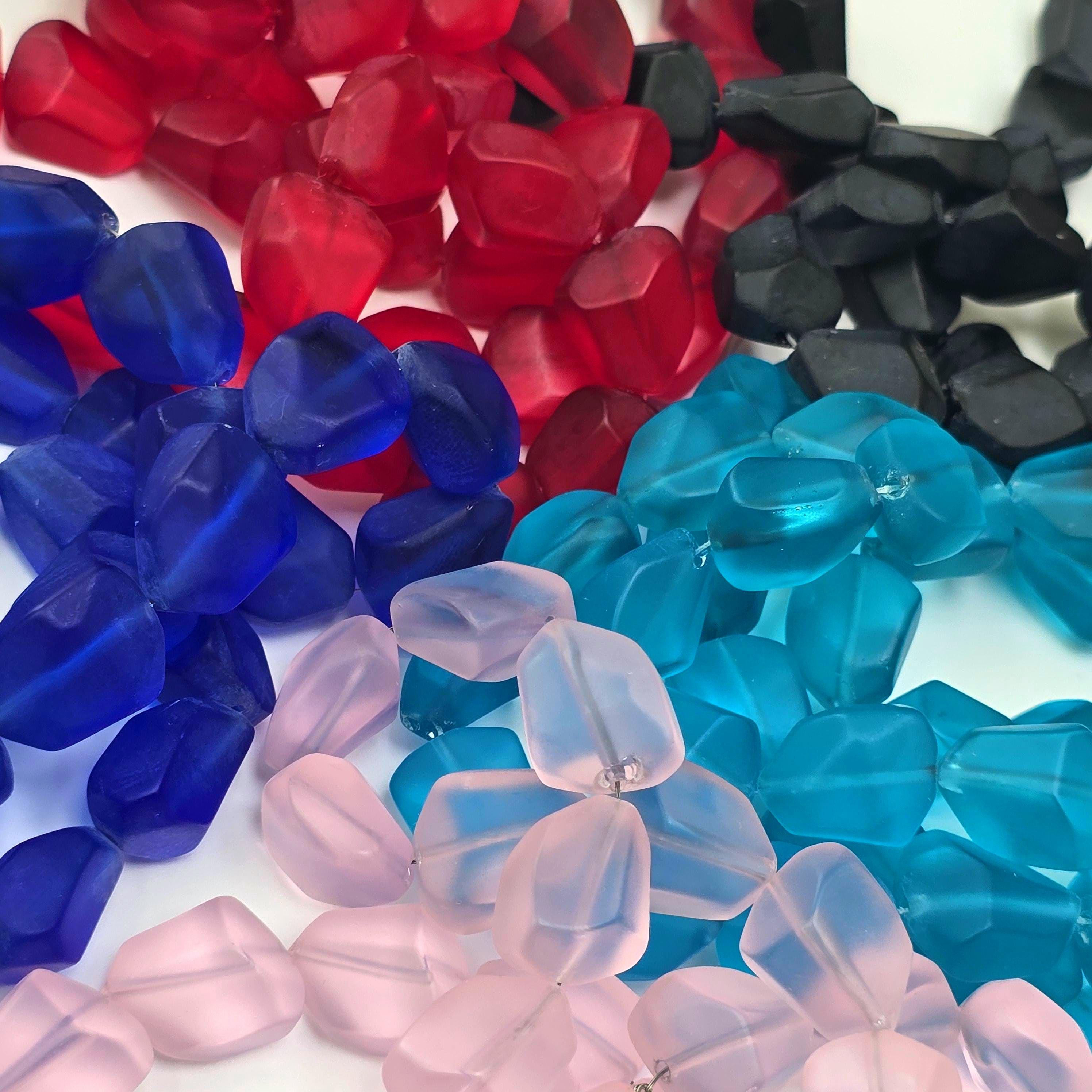 Frosted Glass Nuggets, Translucent Pearl Pink Beads, Imitation Sea ...