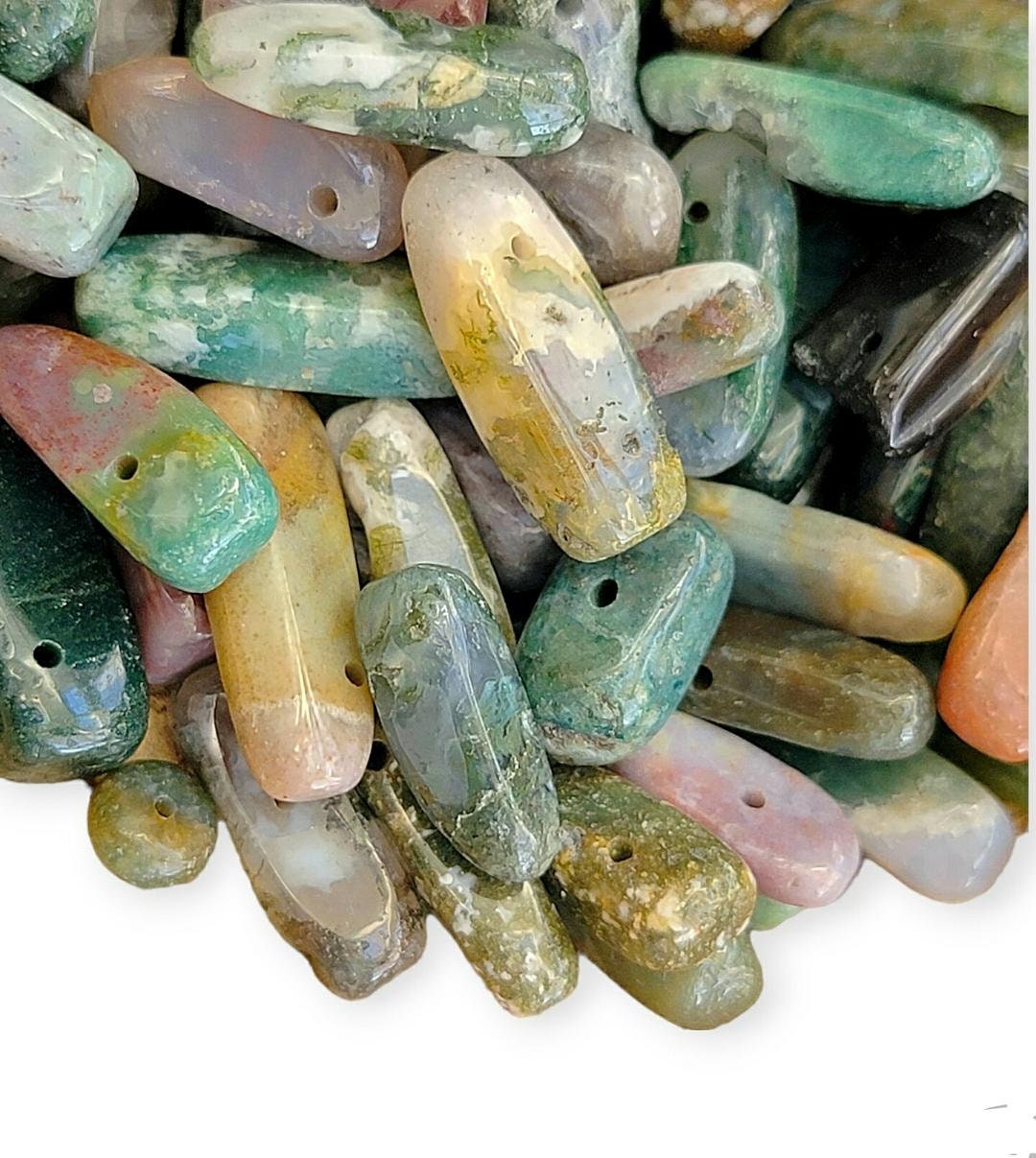 Indian Agate Gemstone Stick Beads / Earthy Pointed Beads / - Etsy
