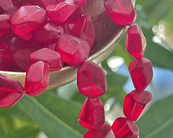 Frosted Glass Nuggets, Translucent Aqua Blue Beads, Imitation Sea Glass ...
