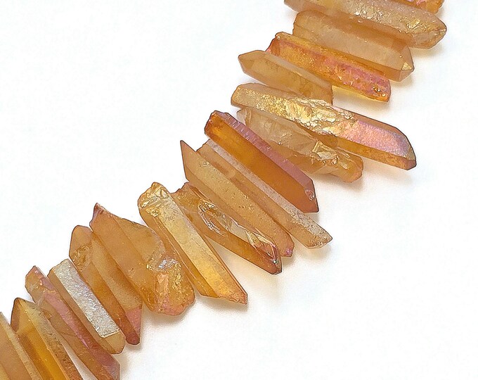 Crystal Quartz Stick Beads for DIY Jewelry Making, Champagne Graduated ...