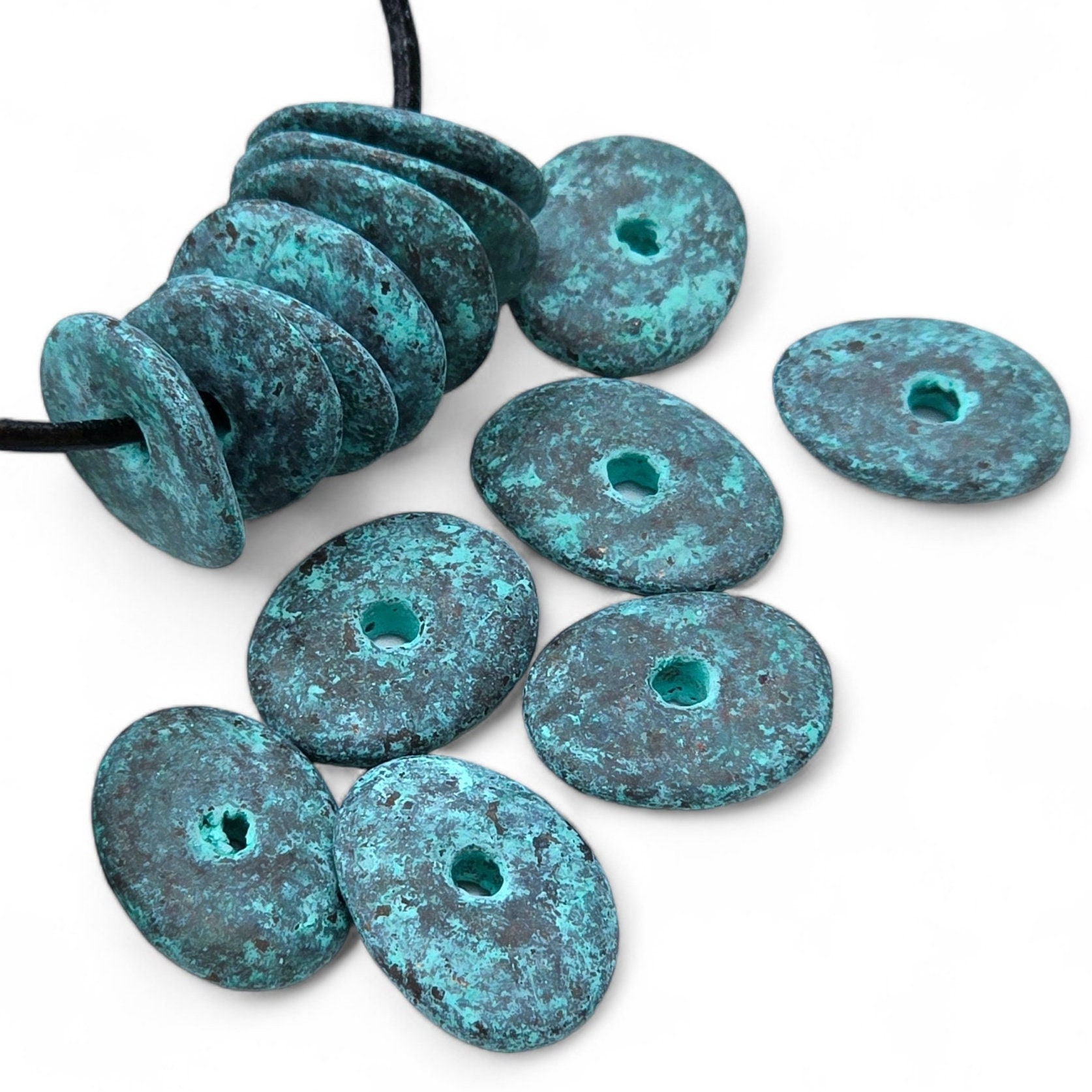 15mm Patina Mykonos Discs Beads, Rustic Greek Cornflake Metal Discs ...