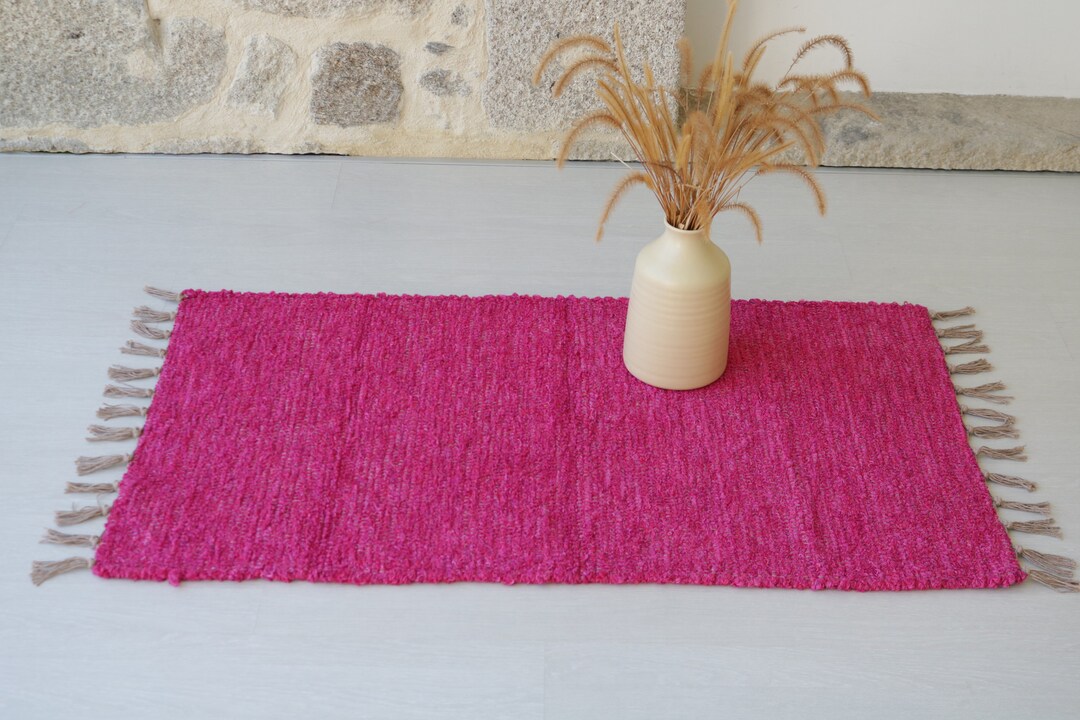 Small Handwoven Pink Rug, Bathroom Rug, Shower Rug, Kitchen Rug ...