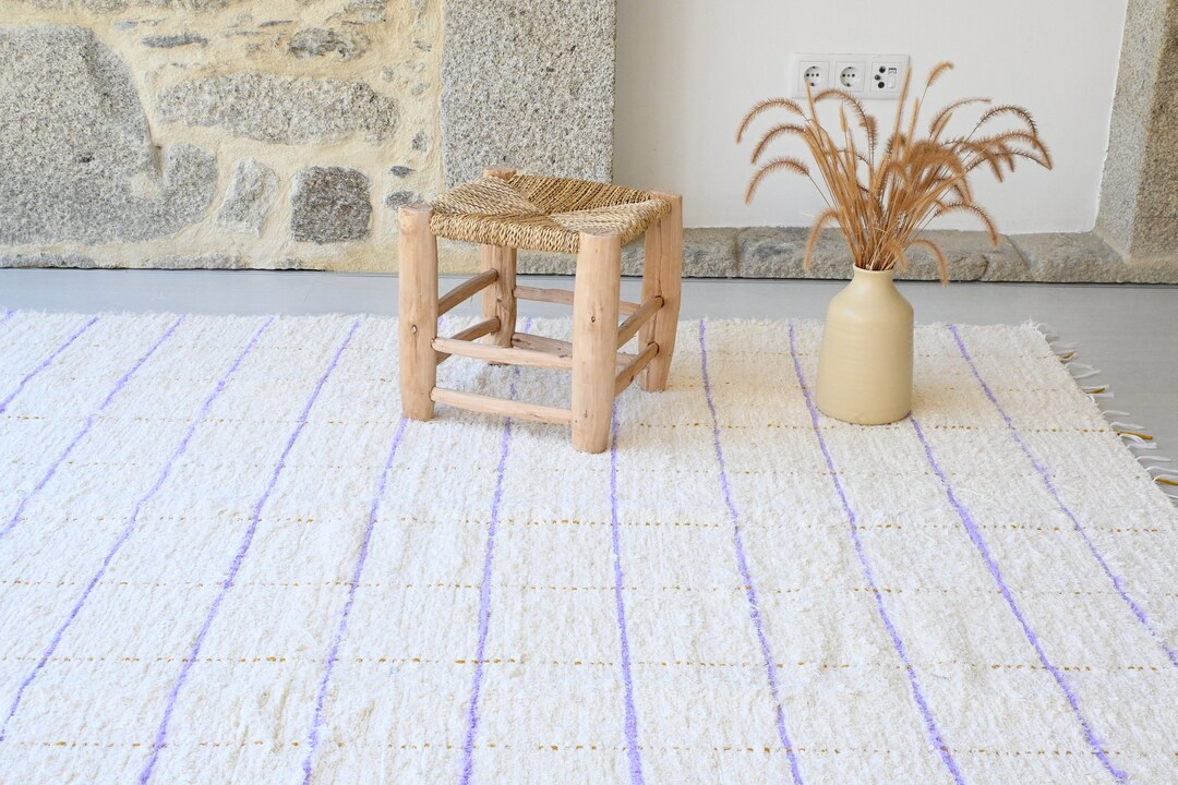 Large Lavender Rug, Yellow and Ecru Rug, Bedroom Rug, Living Room Rug ...