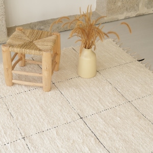 Large Handwoven Cream Rug 6.5x10 Feet Cream Area Rug, Living Room Rug ...