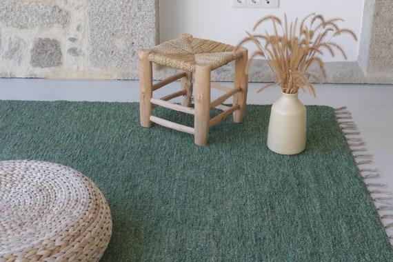 Large Handwoven Green Rug 140x200 Cm Living Room Rug Area | Etsy