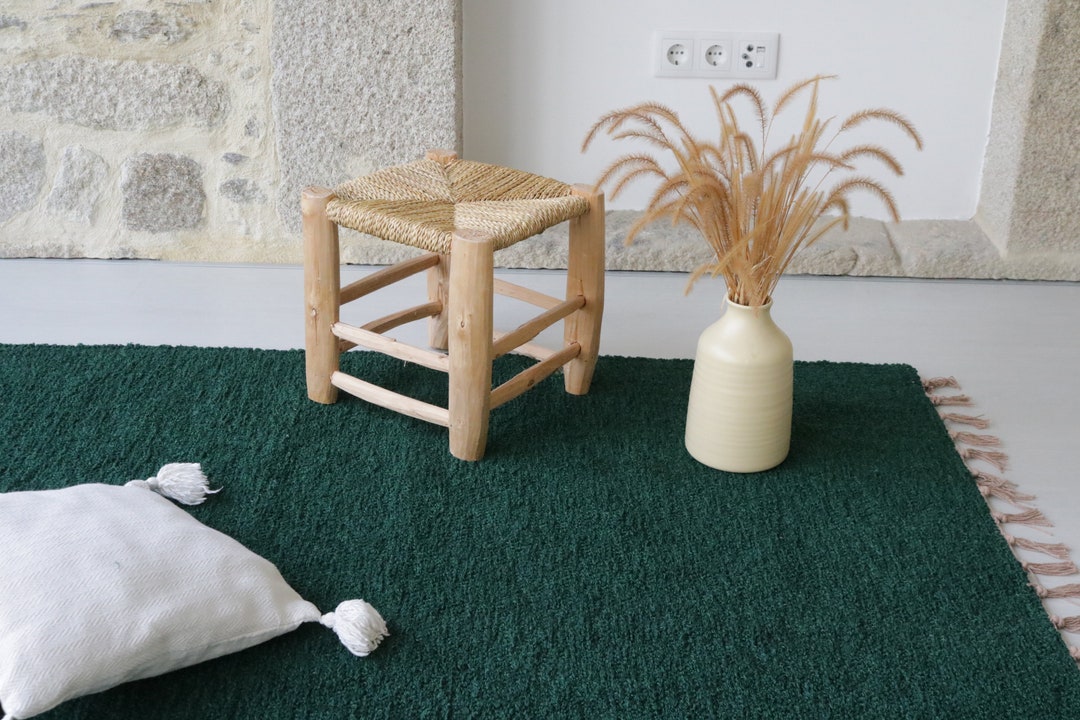 Large Handwoven Forest Green Rug 140x200cm, Green Living Room Rug ...