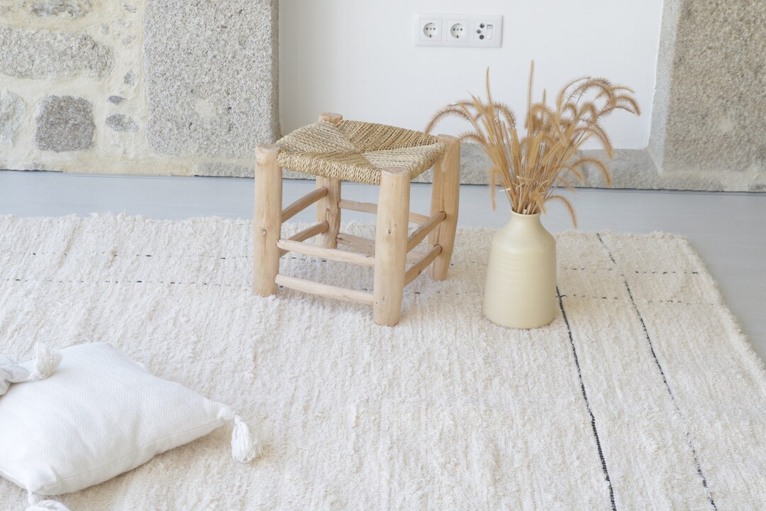 Large Cream Rug 6x8 Ft, Ecru Area Rug, Cotton Carpet, Living Room Rug ...
