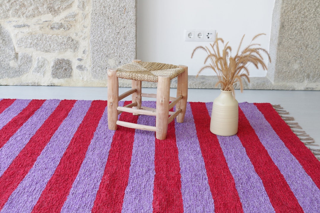 Large Red and Purple Rug 140x200cm, Living Room Rug, Colored Rug ...