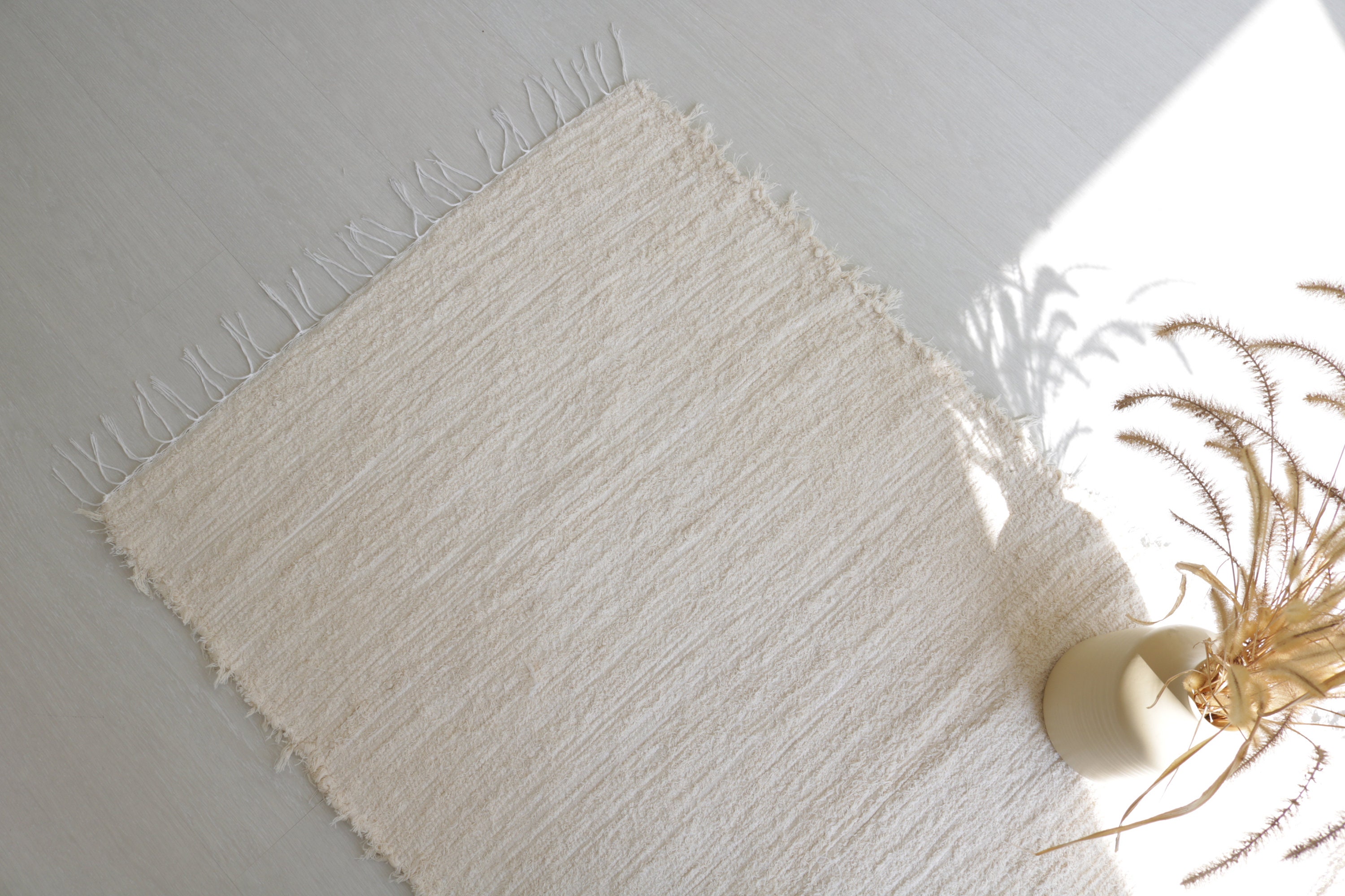 Medium Handwoven Cream Rug Cream Cotton Rug Bathroom Rug - Etsy