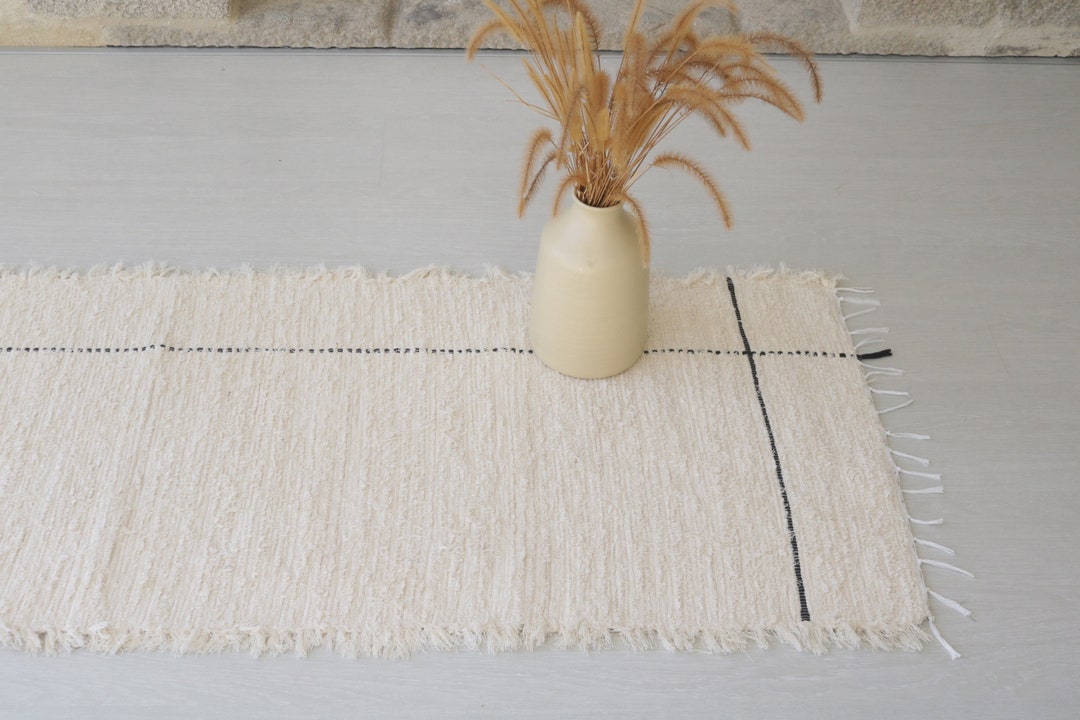 Runner Rug 150 Cm Cream Rug, Kitchen Rug Washable, Beige Cotton Rug ...