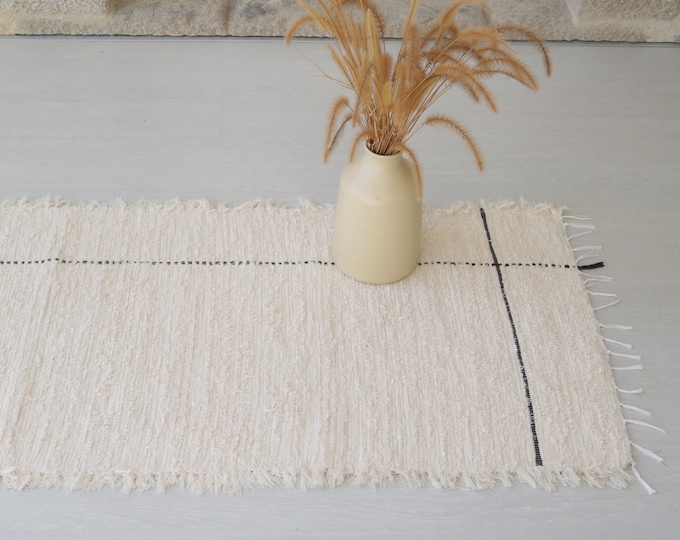 Runner Rug 150 Cm Cream Rug, Kitchen Rug Washable, Beige Cotton Rug ...