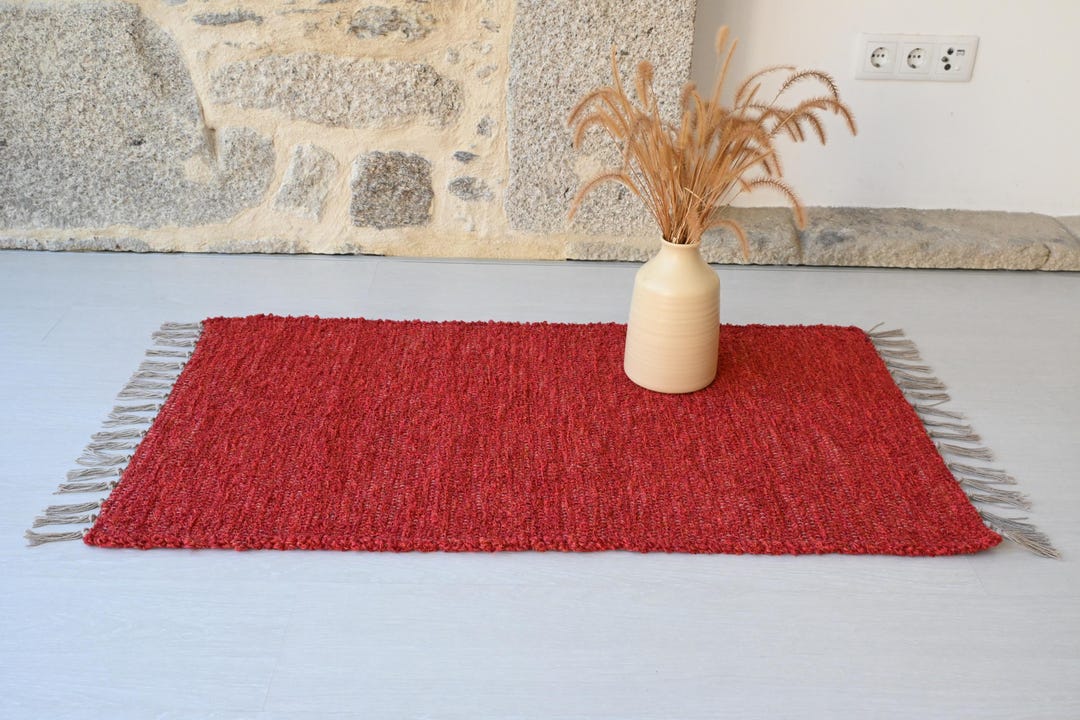 Small Terracotta Rug, Rusty Orange Rug, Bathroom Rug, Kitchen Rug ...