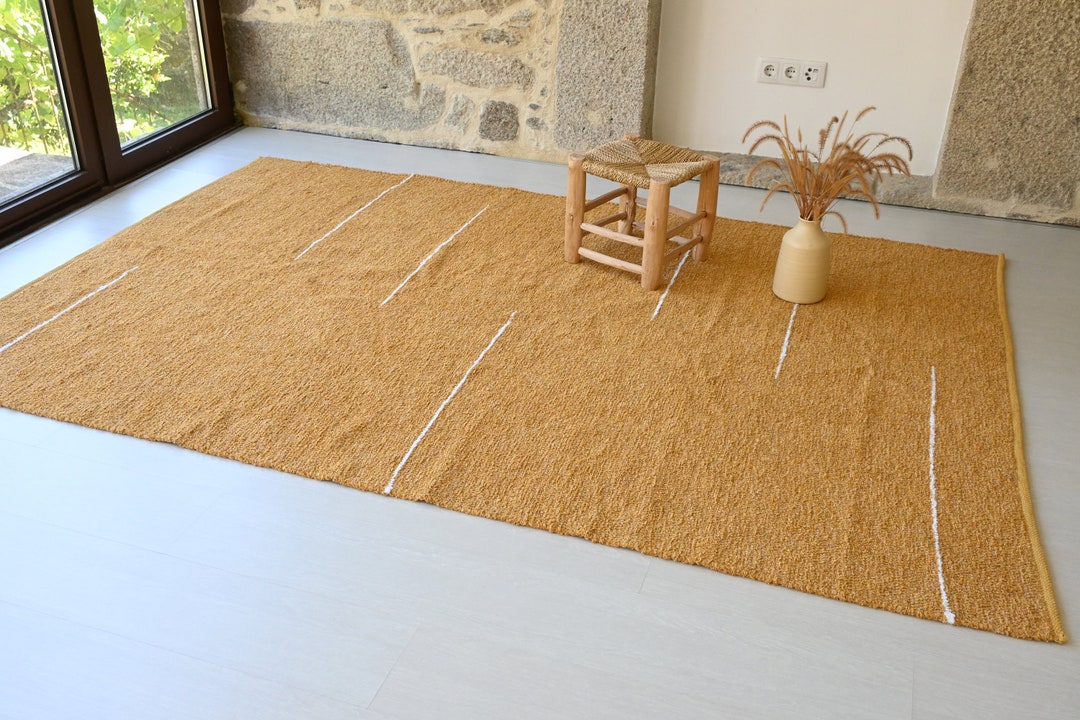 Large Yellow Rug 5.5x7.8 Ft , Yellow Area Rug, Living Room Rug ...