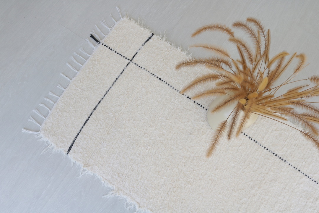 Runner Rug Cream 200 Cm Kitchen Runner Rug Washable, Beige Cotton Rug ...