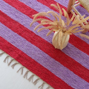 Large Red and Purple Rug 140x200cm, Living Room Rug, Colored Rug ...